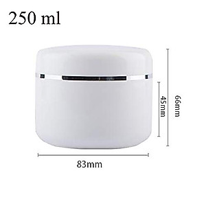 8 Oz (250ml) White Plastic Cosmetic Jars with Inner Liners and Dome Lids Refillable Make-up Cosmetic Containers Pot Case for Scrubs Oils Salves Creams Lip Balm Lotions Nail Accessories Pack of 6