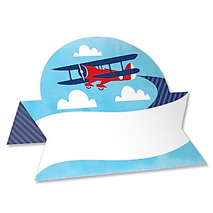 Big Dot of Happiness Taking Flight - Airplane - Vintage Plane Baby Shower or Birthday Party Tent Buffet Card - Table Setting Name Place Cards - Set of 24