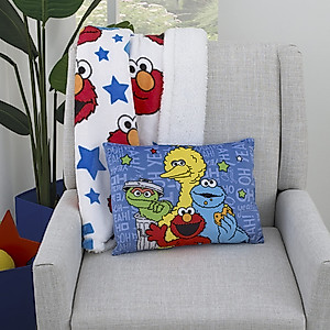 Sesame Street Elmo, Red, Blue, Yellow, Green, & White with Stars Super Soft Baby Blanket, Red, Blue, White,