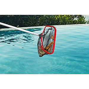 Aquatix Pro Pool Skimmer Commercial Grade with 4-12 feet 1.1mm Thick Silver Telescopic Pole & EZ Clips for Above Ground & Inground Swimming Pools, Fine Mesh Bag Removes All Debris!