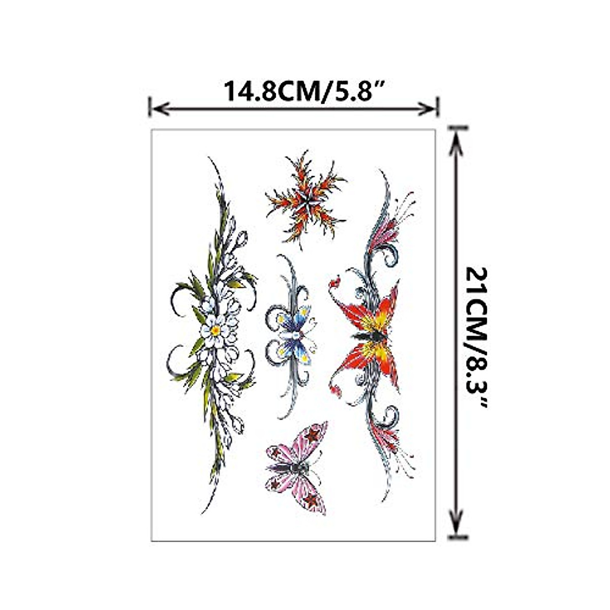 Flowers Butterfly Body Waist Waterproof Fake Temporary Tattoo Stickers Woman