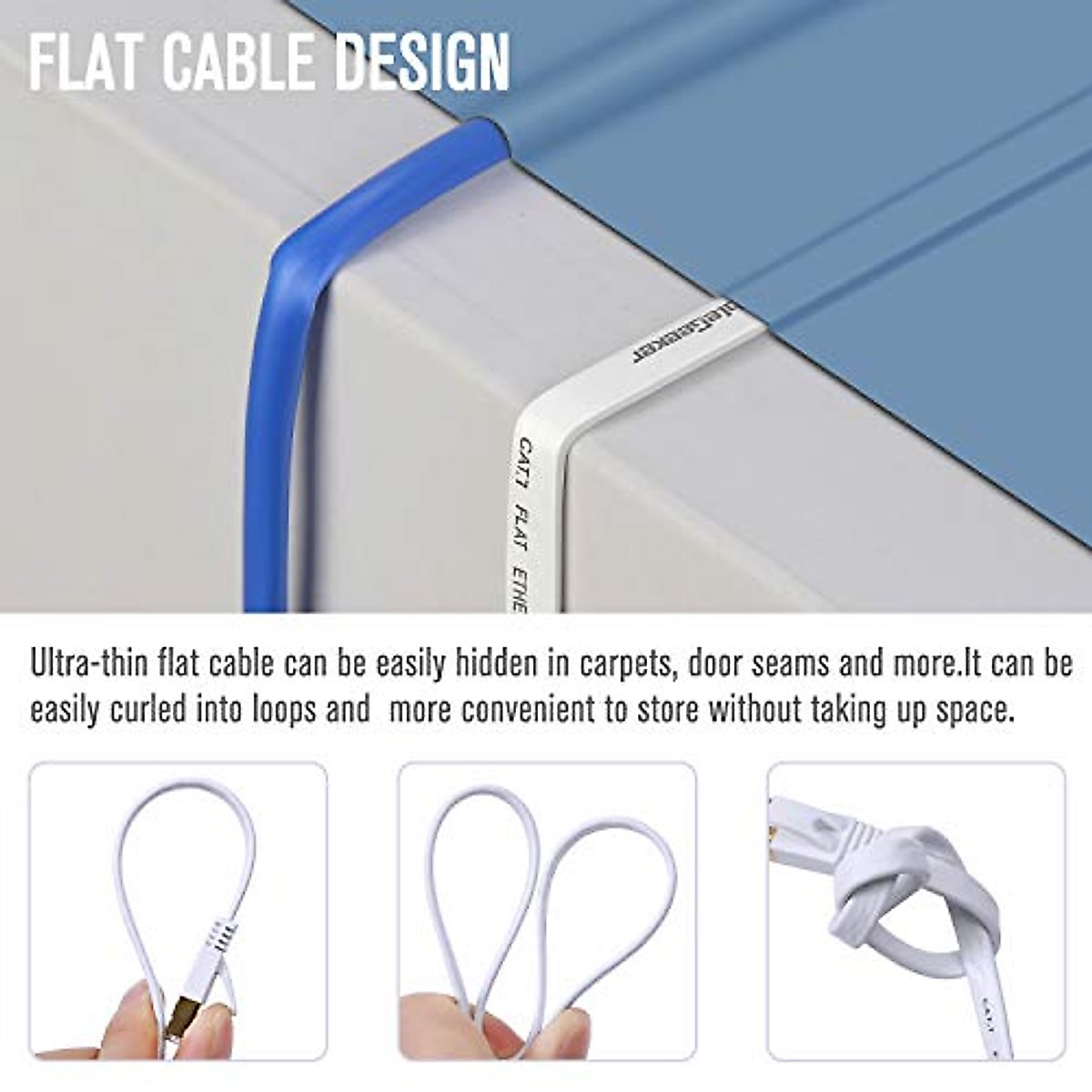 Cat 7 Ethernet Cable 3 ft 6 Pack (Highest Speed Cable) Cat7 Flat Shielded Ethernet Patch Cables - Internet Cable for Modem, Router, LAN, Computer - Compatible with Cat 5e, Cat 6 Network