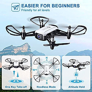 SEAREFR Drones for Kids Adults with 1080P HD Camera, WiFi Mini FPV Drone for Beginners, Toys Gifts for Boys Girls, RC Quadcopter Helicopter, 2 Batteries, Gravity Control, Gesture Control, 3D Flips, Waypoints Fly, Headless Mode, Altitude Hold, One Key Take