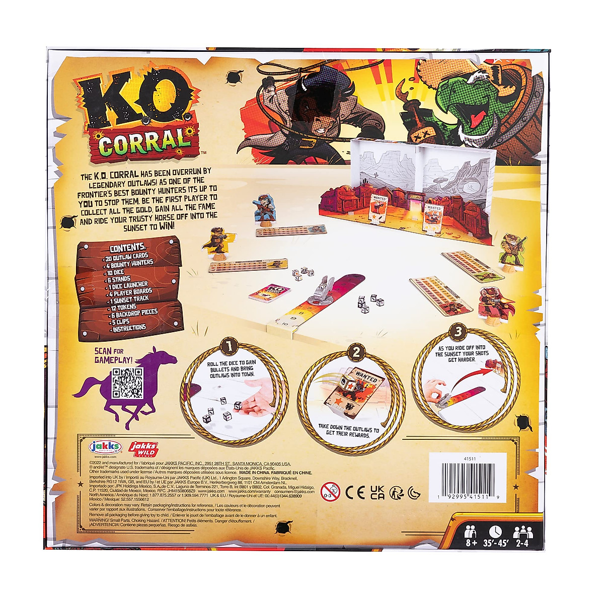 K.O. Corral Board Game | Jakks Wild Games | Strategy Board-Game | Family Dice and Card Game for Adults and Kids | 2 to 4 Players | Average playtime 35-45 minutes | Ages 8+