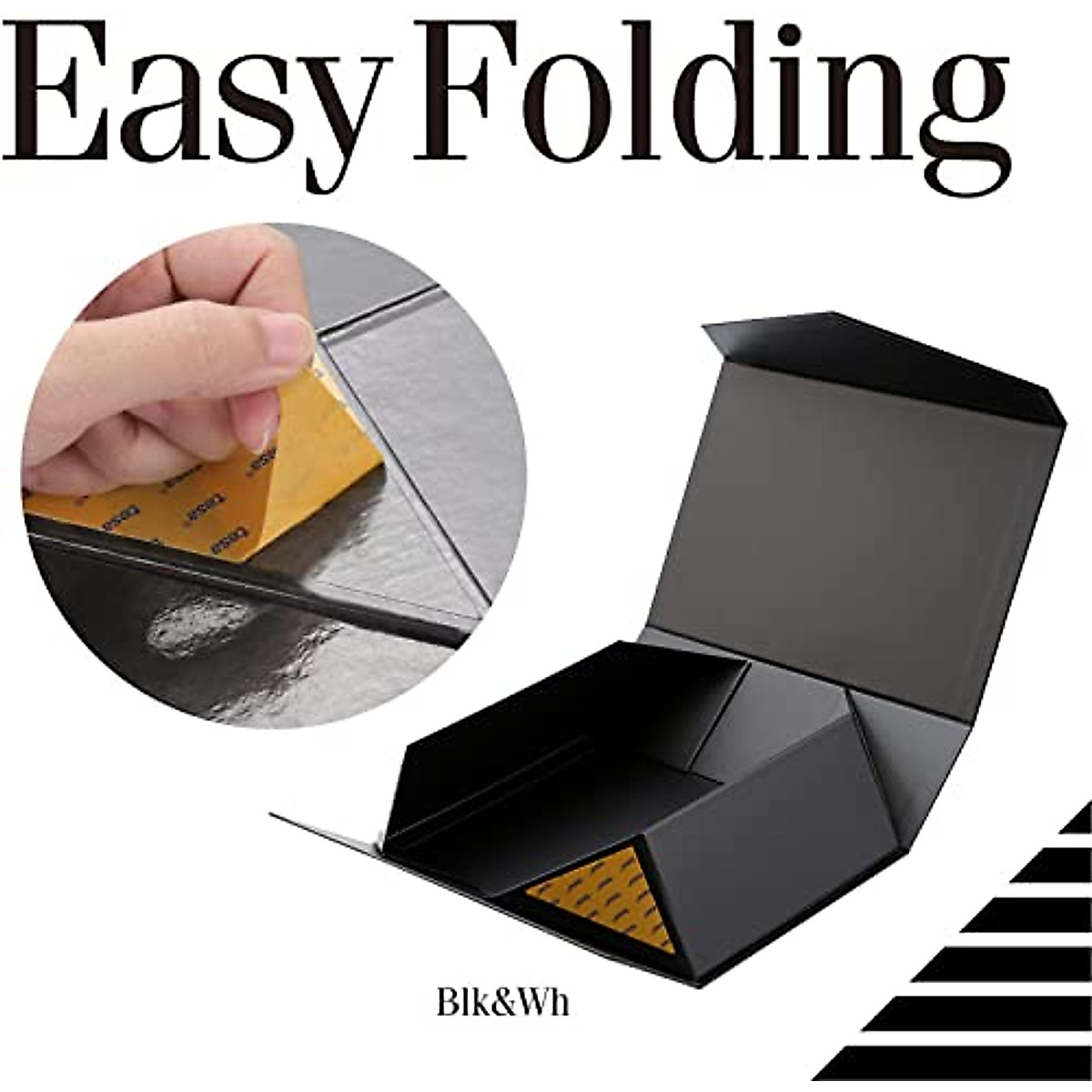 BLK&WH Gift Box 11.5x8.1x3.8 Inches, Black Gift Box with Lid, Large Gift Box, Magnetic Gift Box, Groomsman Box (Matte Black)