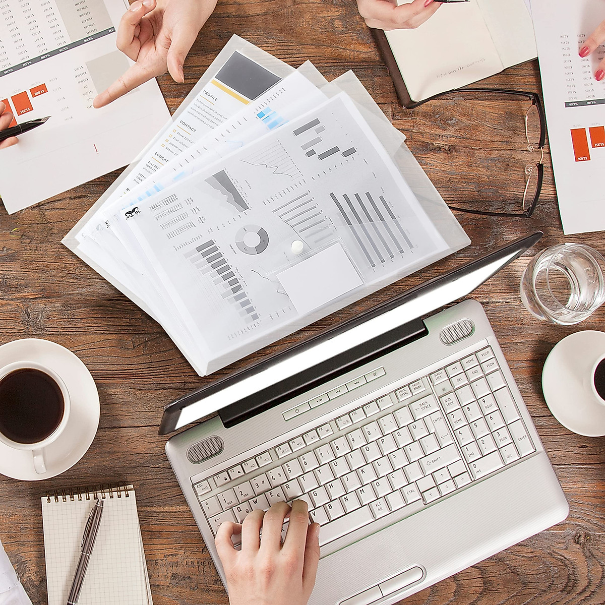 Mr. Pen- Clear Plastic Envelopes, 4 Pack, A4, Letter Size, Plastic Envelopes with Snap Closure, Poly Envelopes, Clear Plastic Folders, Plastic Document Holder, Plastic Envelopes, Clear Envelopes.