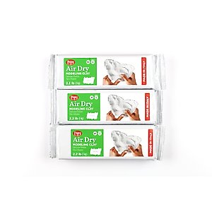 Pepy Premium European Air Dry Modeling Clay White 3-Pack 2.2 lb. Bars, 6.6 lbs. Total; Easy to Use Air-Hardening Clay for Classroom and Montessori Sculpting and Crafts Projects