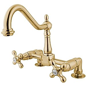 Kingston Brass KS1142AX Heritage Bridge Kitchen Faucet, 9-7/16 inch in Spout Reach