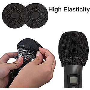 140 Pieces Disposable Microphone Cover Non-Woven Microphone Cover Windscreen Mic Cover Protective Cap for KTV Recording Room News Gathering, 3 Inch (Black)
