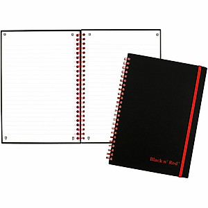Black n' Red Twin Spiral Poly Cover Notebook, Medium, Black, 70 Ruled Sheets, Pack of 1 (C67009)