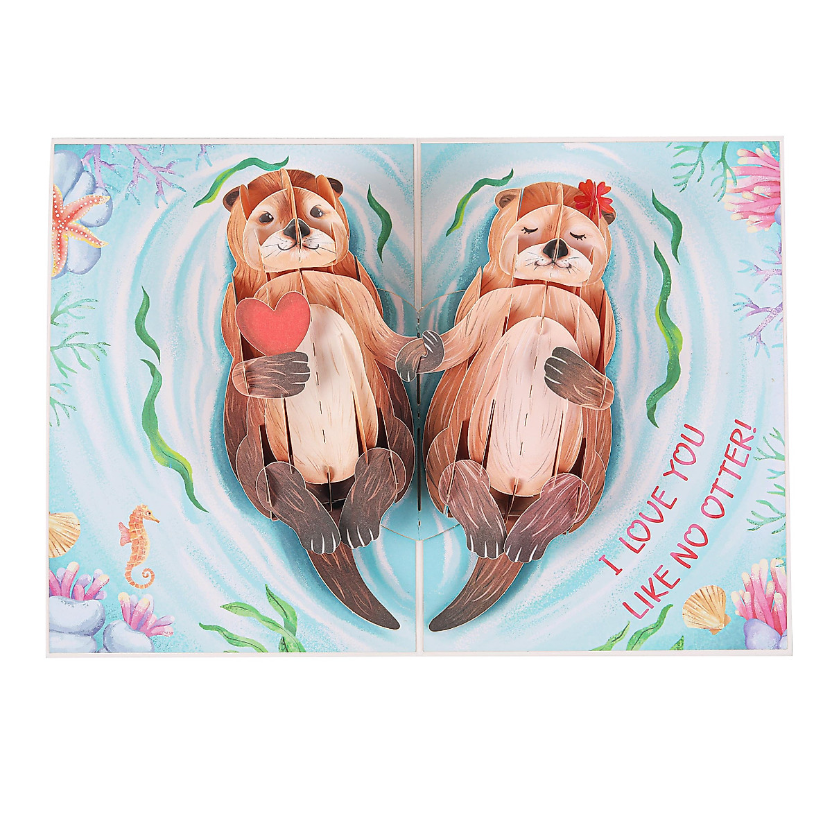 Liif Otter Half 3D Pop Up Anniversary Card For Wife, Husband, Couple, Funny Birthday Card - For Girlfriend, Boyfriend | With Message Note & Envelop | Size 7 x 5 Inch