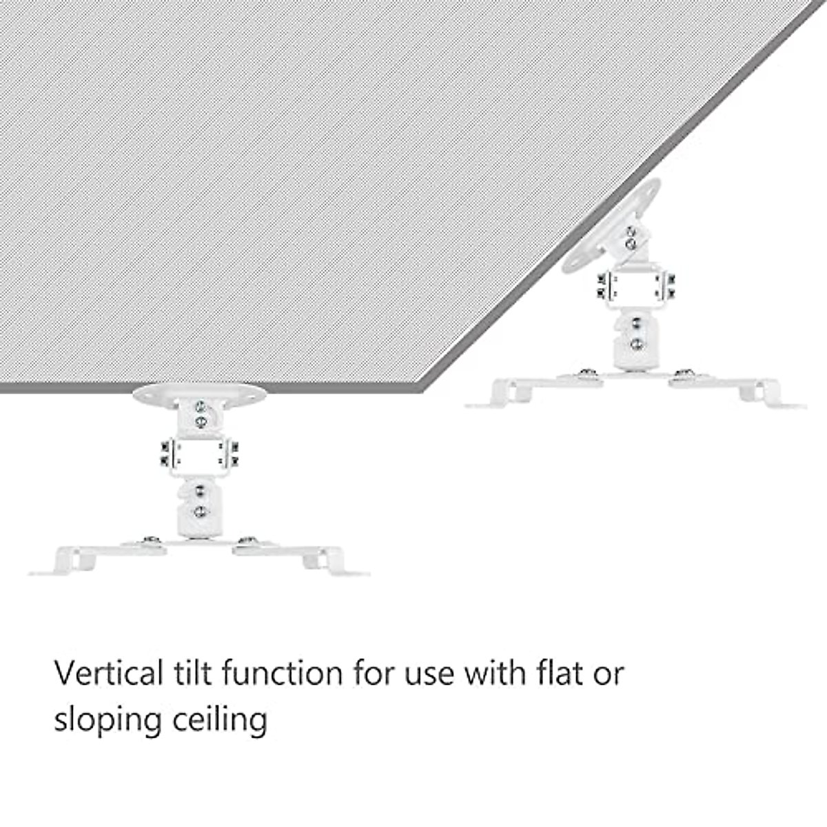 WALI Projector Ceiling Mount, Universal Low Profile Projector Mount with Retractable Arms and Multiple Adjustment Function (PM-002-W), White