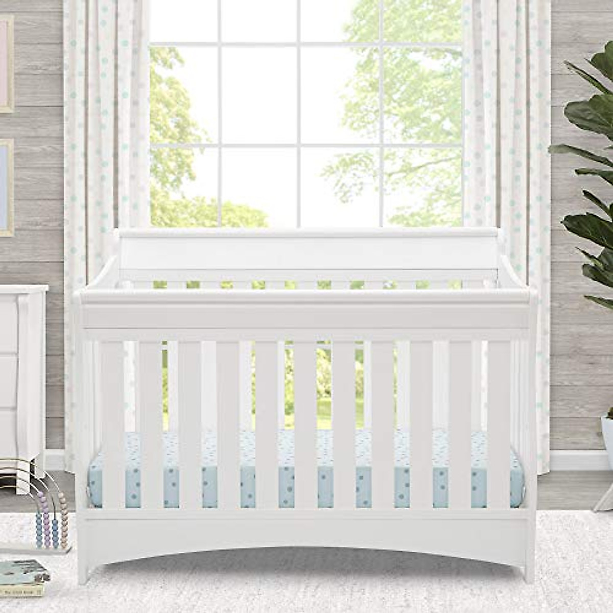 Delta Children Bentley S Series Deluxe 6-in-1 Convertible Crib, Bianca White