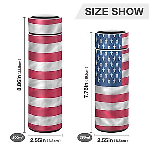 Sletend Water Bottle American Usa Flag Keeps Liquids Hot or Cold,BPA-Free Vacuum Insulated Stainless Steel Water Bottle for School Girls Boys 16oz