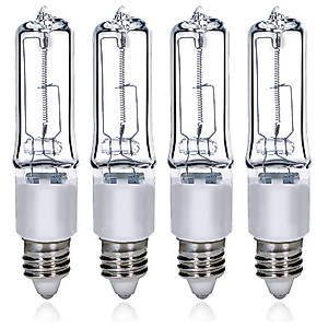 GMY JDE11 120V 100W T4 Mini Candelabra Base 1600lm 2800K Clear Dimmable JD E11 Halogen Light Bulbs 4Pack