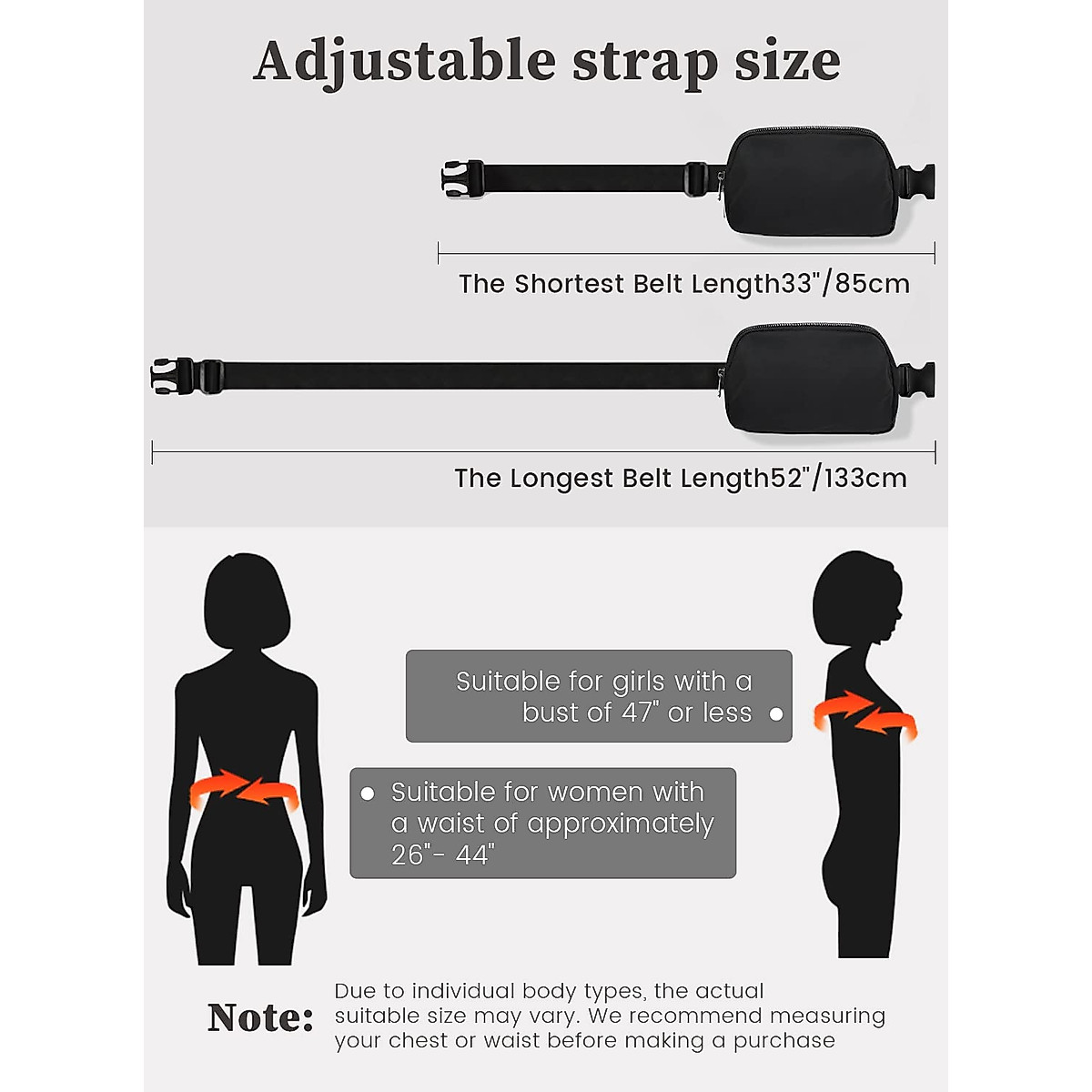 Belt Bag for Women, Meyfancy Unisex Fanny Packs with Adjustable Strap Small Crossbody Black Fanny Pack Fashion Waterproof Everywhere Belt Bag for Traveling Hiking Running Casual