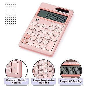 Mr. Pen- Standard Function Calculator, 12 Digits, Small Calculator, Light Pink Solar Calculator, Pocket Calculator, Simple Calculator, Basic Office Calculators, Solar Handheld Calculator