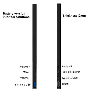 EVER LUSTRE 15.6 Inch Portable Gaming Monitor 4K Touch Screen 3840x2160 UHD Build-in Battery Display Screen for PS4, Xbox, Switch, Smart Phone, Laptop (Battery Monitor+case)