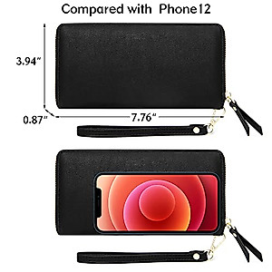 GEEAD Wallets for Women Large Capacity PU Leather Credit Card Holder Clutch Wristlet Wallet