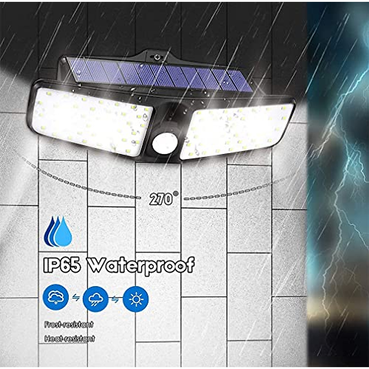 YOOMAO 100 LED Super Bright Outdoor Solar Lamp PIR Motion Sensor IP65 Waterproof Wall Light 270 ° Wide-Angle Lighting Garden Lights