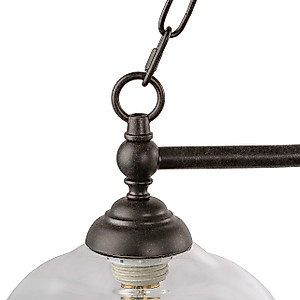 LOG BARN Dining Room Light Fixture Hanging, Farmhouse Chandelier in Rustic Black Metal with Clear Glass Shades, Adjustable Chains, Pendant for Kitchen Island