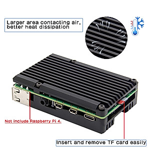 Geekworm for Raspberry Pi 4 Armor Case, Pi 4 Computer Model B Armor Aluminum Alloy Passive Cooling Case Compatible with Raspberry Pi 4 Model B Only