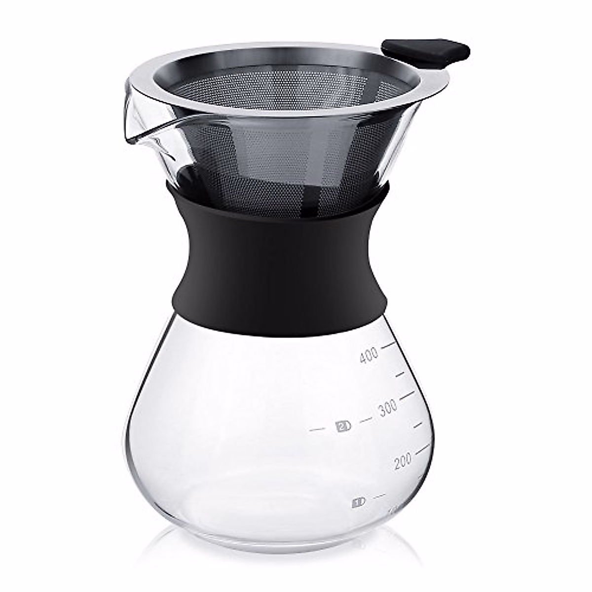 Yosoo Coffee Maker Pot, Manual Hand Drip Coffee Maker Glass Pot with Stainless Steel Filter, 400ml