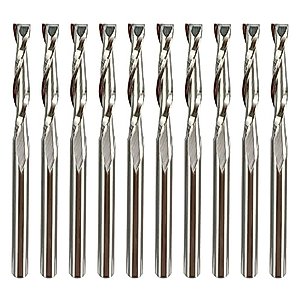 CNC Carbide End Mills 1/8" Router Bits Sprial CNC Router Bits Two Flute 3.175mm Spiral Upcut Milling Cutter for Wood PVC MDF Hardwood 10pcs (3.175x25x45mm)
