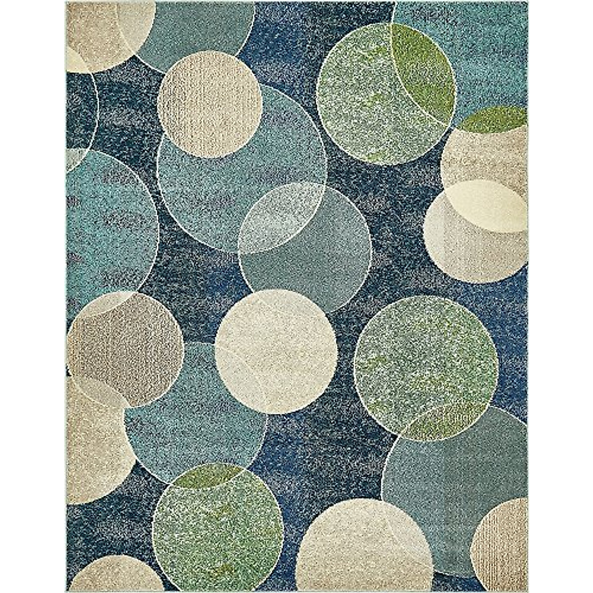 Unique Loom Chromatic Collection Modern Bokeh & Vibrant Abstract Area Rug for Any Home Décor, 8 ft x 10 ft, Navy Blue/Beige