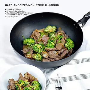 House of Living Art Wok Pan with Lid and Induction Bottom, 11.8 Inch