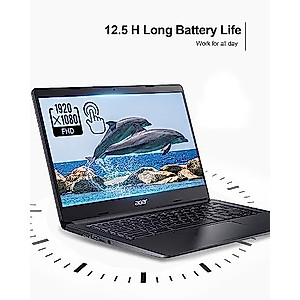 Acer 2023 Newest Chromebook 314 Laptop, 14" FHD IPS Touchscreen, Intel Celeron Dual-core Processor, 4GB RAM, 64GB eMMC, UHD Graphics, 12.5H Use, Wi-Fi, Chrome OS, Charcoal Black, Bundle with JAWFOAL