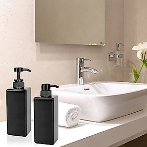 Amorettise 6 Pack Shampoo and Conditioner Dispenser Bottles, 4 Pack 22 Oz & 2 Pack 8 Oz Refillable Square Plastic Pump Bottles for Dispensing Lotions, Shampoo, Conditioner, and Body Wash (Black)