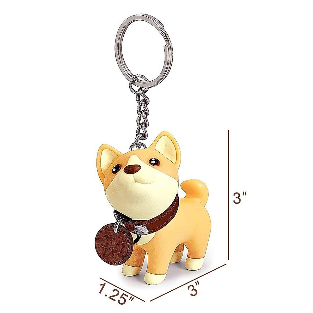 DomeStar Cute Dog Key Chain, Shiba Inu Keyring Keychain for Boys Girls Kids Children Adults, Super Adorable Dog Key Ring