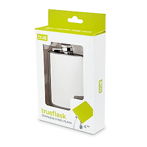 TRUE Stainless Steel Metal Men and Women Drinking Flasks for Vodka Whiskey Tequila Rum Cocktails, Travel, Backpacking, 4 oz, Set of 1, Silver