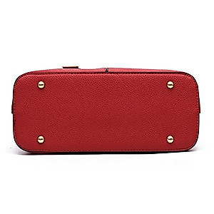 Covelin Women's Top-handle Cross Body Handbag Middle Size Purse Durable Leather Tote Bag Wine red