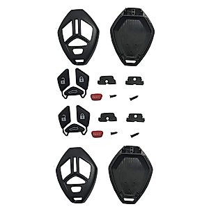 J-ACCES 2 Pcs Key Fob Case Shell Fit for Mitsubishi Eclipse Lancer Endeavor Galant Outlander 4 Buttons Replacement Keyless Entry Remote Car Key Fob Cover Housing with Button Pad (Black)