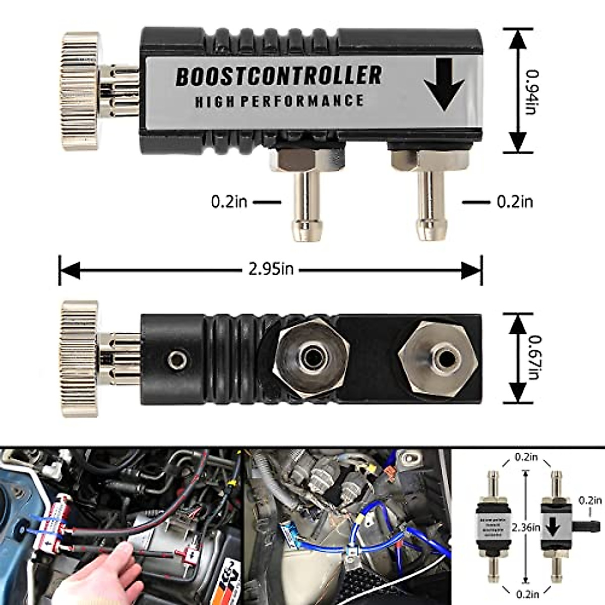 BELOMI Turbo Engine Controller Kit, Universal 1-30 PSI Manual Turbo Boost Controller, Aluminum Adjustable Boost Bleed Valve, Vehicle Interior Modification Accessories for Most Car (Black)