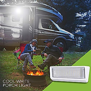 Leisure LED RV Exterior Porch Utility Light XL 12v 650 Lumen Lighting Fixture. Replacement Lighting for RVs, Trailers, Campers, 5th Wheels White Base Clear Lens (White, 1-Pack)