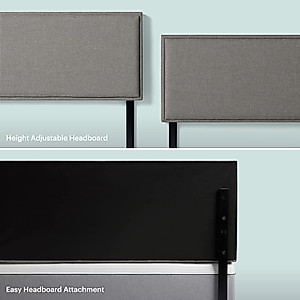 Purple Bed Frame – Charcoal, Cal King, Durable Platform, Easy Assembly, Upholstered with Tapered Wooden Legs, Stylish and Strong