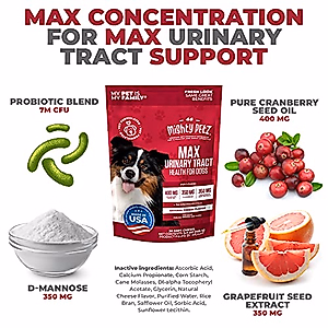 Mighty Petz MAX Cranberry for Dog UTI Treatment - Urinary Tract, Kidney & Bladder Health Supplement. Advanced Vet Formula, D Mannose, Probiotics & Vitamin C. Supports Immune Response & Incontinence