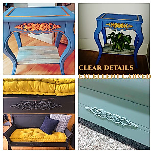 MUXSAM 4Pcs Long Wood-Carved Onlays Appliques for Furniture, Unpainted Wooden Carving Decals for Wall Cupboard Mirror Mantel Door Bed Cabinet Ceiling Dresser Refurbish Project(33x6cm/12.99"x2.36")