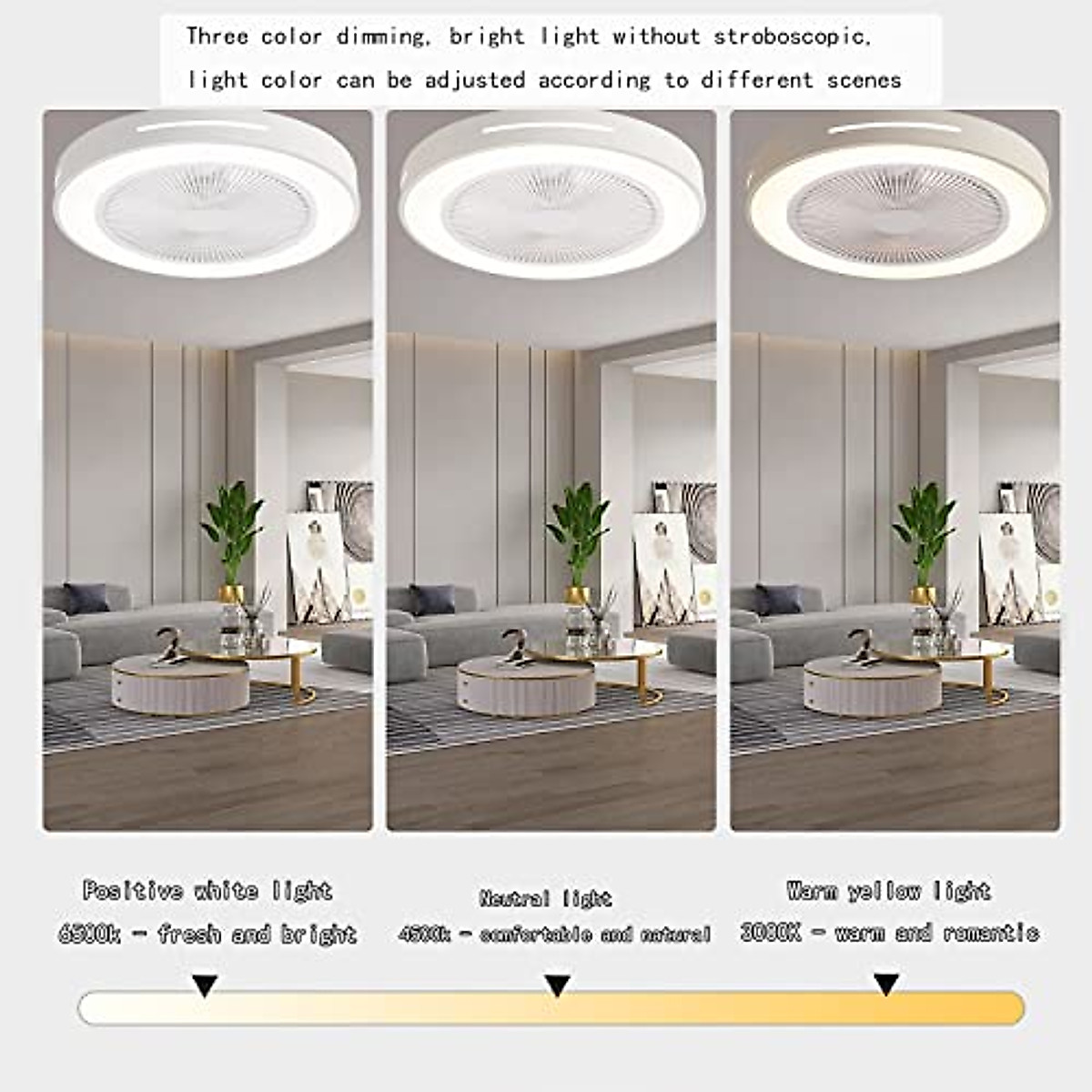 Ceiling Fan with Light Mute LED Dimmable Ceiling Fans with Remote Control Modern Dimmable Ceiling Fan Light with Remote Control for Bedroom Living Room Kitchen