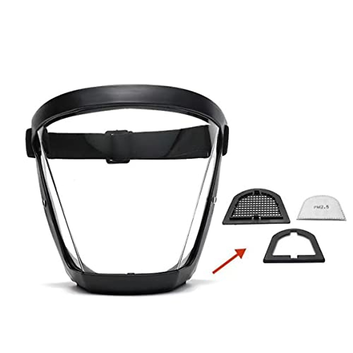 GEOOT Super Protective Face Shield Anti-Fog Full Face Safety Shield Unisex All-Inclusive Face Protection with Detachable Flter (Black)