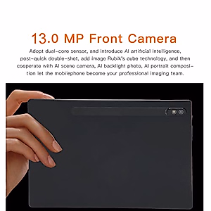 Rosvola Student Tablet, 7000mAh 2 Card Slots Office Tablet 10 Inch IPS Black 6GB RAM 256GB ROM for Gaming (US Plug)