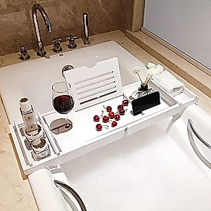 ZLXDP Bathtub Tray Bathtub Caddy Organizer Hanging Wine Tablet Holder Reading Rack Bath Tub Shelf ( Color : E , Size : As Shown )