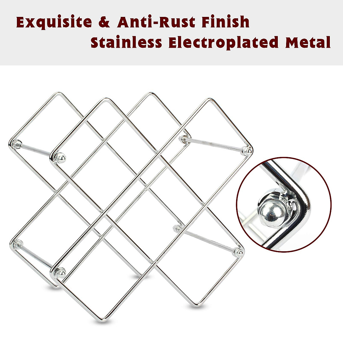 DreamiDeco Wine Rack Countertop Bottle Holder Freestanding Modern Shelf Cabinet Racks for Wine Bottles Wine Insert Storage Organizer for Pantry ,Wine Bar,Wine Decor (Silver)