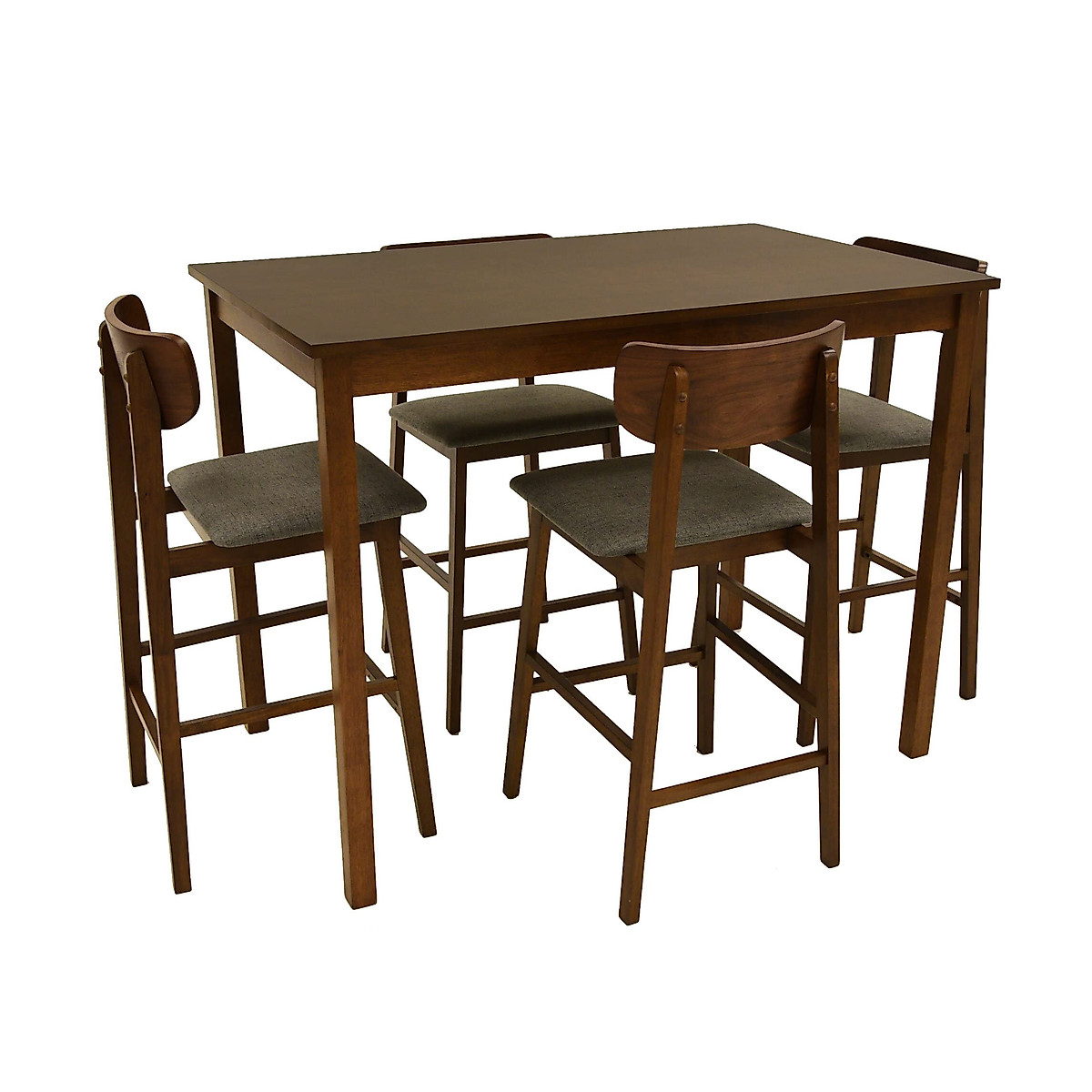 Zenvida Mid Century Counter Height Dining Table Set, Rectangle Solid Wood Table and 4 Chairs