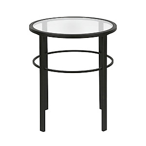 Henn&Hart 20" Wide Round Side Table in Blackened Bronze, Table for Living Room, Bedroom