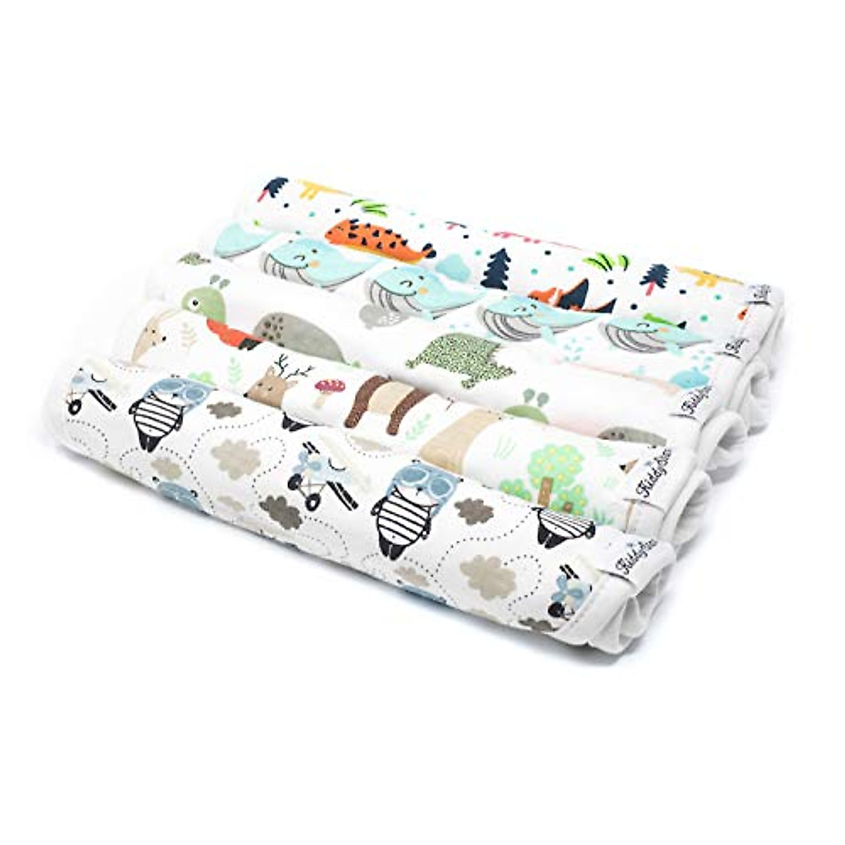 KiddyStar Premium Organic Cotton Toddler Bib, 5-pack Extra Large Baby Bibs, Baby Shower Item for Feeding, Drooling, Teething (Dinos & Whales)