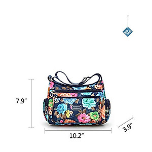 NOTAG Crossbody Bags for Women Nylon Shoulder Bag Floral Multi-Pocket Purses and Handbags (CH)